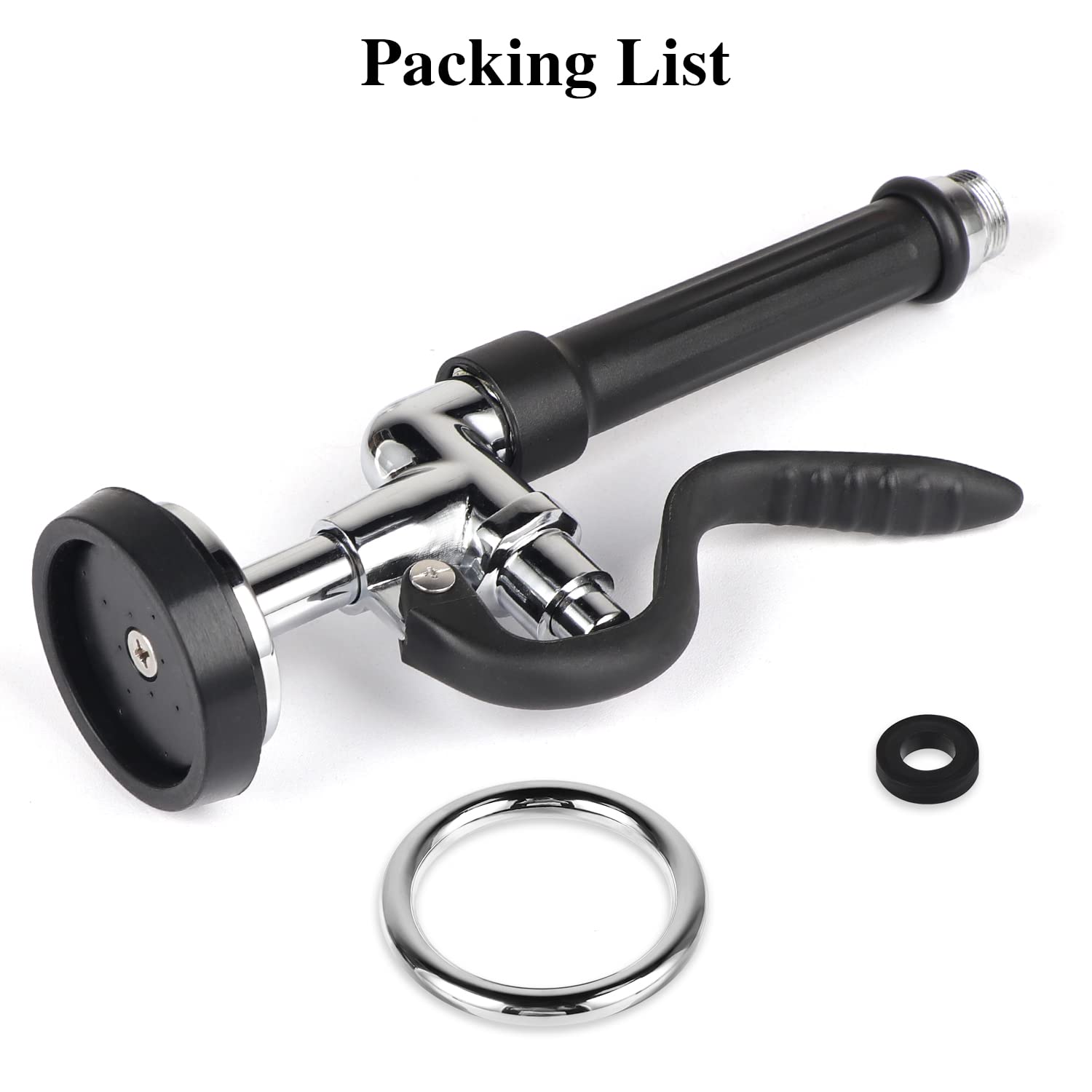 KWODE Pre-Rinse Spray Valve Commercial Kitchen Sink Faucet Sprayer Head with Hand Grip Assembly 1.42GPM High Pressure Dish Sprayer Nozzle Kit for Restaurant Industrial Faucet, Chrome (Black)