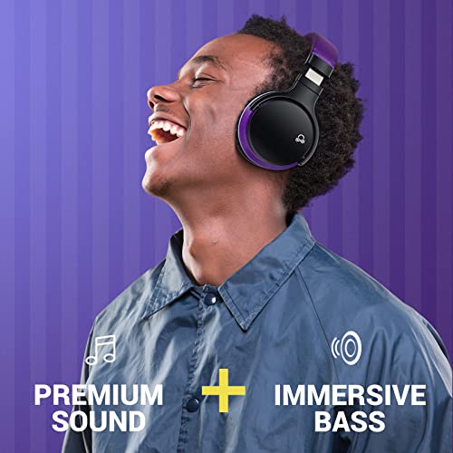 MOVSSOU E7 Active Noise Cancelling Headphones Bluetooth Headphones Wireless Headphones Over Ear with Microphone Deep Bass, Comfortable Protein Earpads, 30 Hours Playtime for Travel/Work, Medium Purple