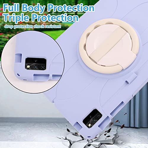 Tablet PC Case Kids Case Compatible with Samsung Galaxy Tab S7 FE 12.4 inch 2021 (SM-T730/T736),Soft Silicone Lightweight Case,with Hand Strap Shoulder Belt Rotatable Stand Cover Protective Cover (Co