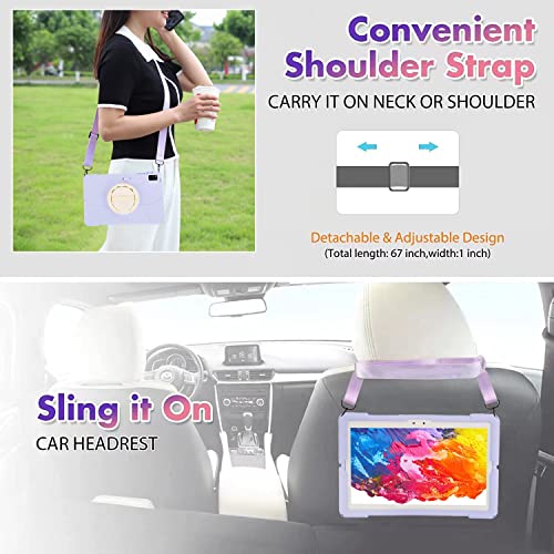 Tablet PC Case Kids Case Compatible with Samsung Galaxy Tab S7 FE 12.4 inch 2021 (SM-T730/T736),Soft Silicone Lightweight Case,with Hand Strap Shoulder Belt Rotatable Stand Cover Protective Cover (Co