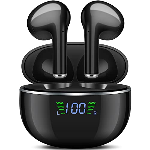 Bluetooth Headphones True Wireless Earbuds 60H Playback LED Power Display Earphones with Wireless Charging Case IPX7 Waterproof in-Ear Earbuds with Mic for TV Smart Phone Computer Laptop Sports
