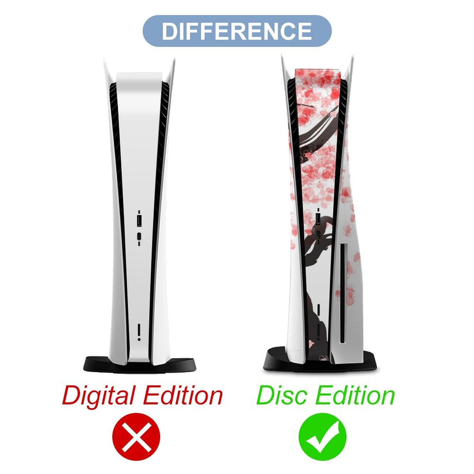 AoHanan Cherry Tree Blossom 5 Skin Controller Accessories Cover Skins Anime Vinyl Cover Sticker Full Set for 5 Disc Edition