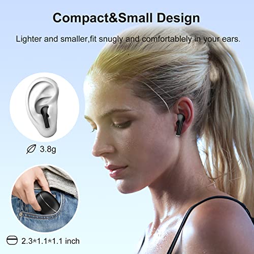 Bluetooth Headphones True Wireless Earbuds 60H Playback LED Power Display Earphones with Wireless Charging Case IPX7 Waterproof in-Ear Earbuds with Mic for TV Smart Phone Computer Laptop Sports