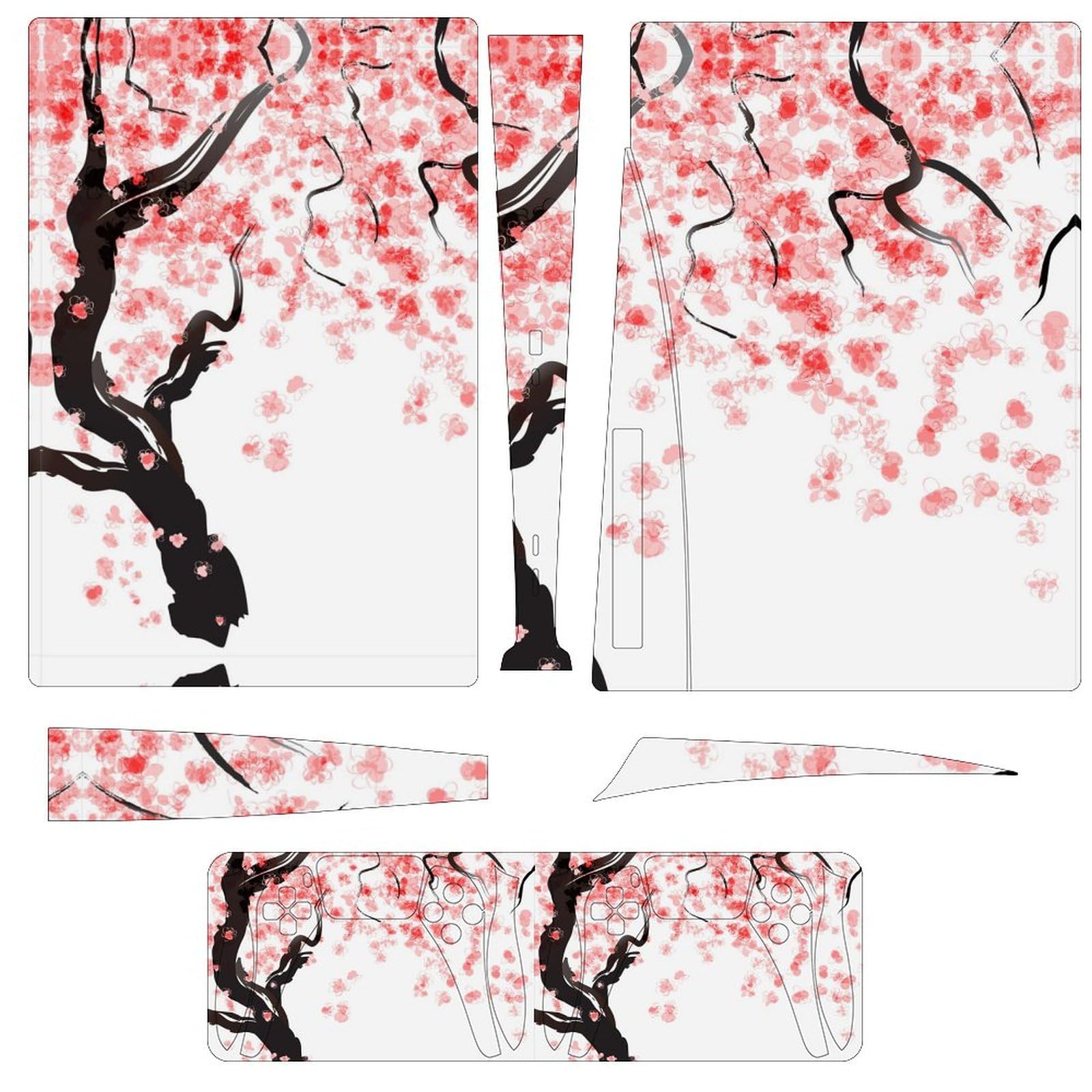 AoHanan Cherry Tree Blossom 5 Skin Controller Accessories Cover Skins Anime Vinyl Cover Sticker Full Set for 5 Disc Edition