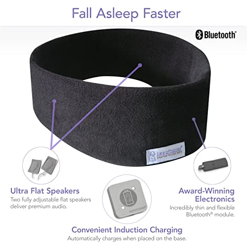 SleepPhones Effortless V8 Sleep Headphones by AcousticSheep | 24-hour Battery | Original Comfortable Bluetooth Headphones with Wireless Induction Charging (Medium, Nighttide Navy Breeze, US Wall Plug)