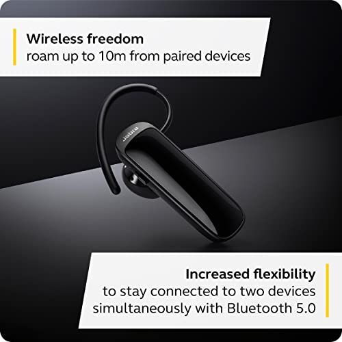 Jabra Talk 25 SE Mono Bluetooth Headset β Wireless Single Ear Headset with Built-in Microphone, Media Streaming, up to 9 Hours Talk Time, Black
