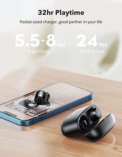 THREEKEY Wireless Bluetooth Earbuds, Wireless Headphones with Led Display, Compatible with Apple & Android, IPX7 Waterproof Stereo Earphones in-Ear Built-in Mic Headset Premium Deep Bass for Sports