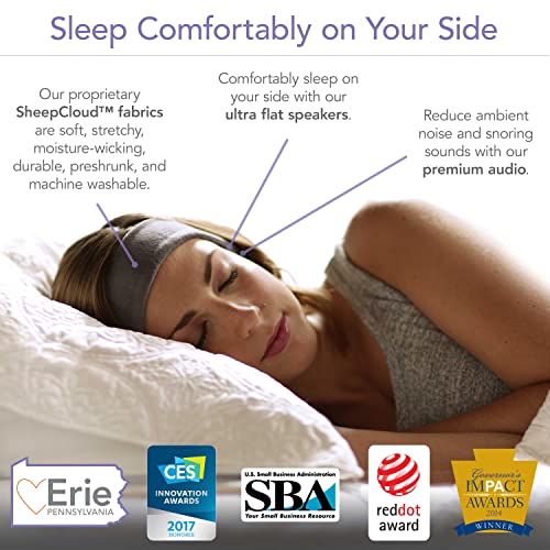 SleepPhones Effortless V8 Sleep Headphones by AcousticSheep | 24-hour Battery | Original Comfortable Bluetooth Headphones with Wireless Induction Charging (Medium, Nighttide Navy Breeze, US Wall Plug)