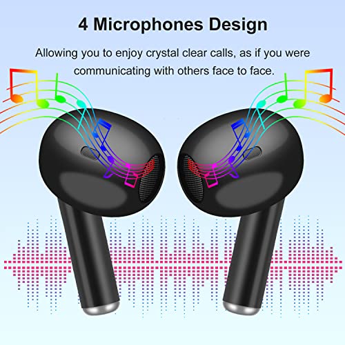 Bluetooth Headphones True Wireless Earbuds 60H Playback LED Power Display Earphones with Wireless Charging Case IPX7 Waterproof in-Ear Earbuds with Mic for TV Smart Phone Computer Laptop Sports