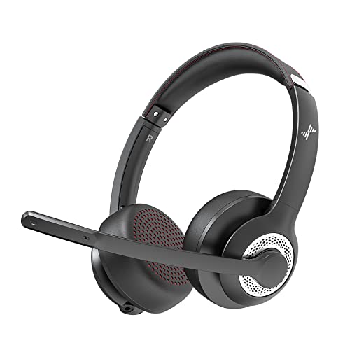 JIAMQISHI Bluetooth Headset with Microphone Wireless Headphones - Bluetooth V5.2 Headphone with ENC Noise Cancelling Microphone for Computer/Laptop/PC/Cell Phone/Zoom/MsTeams/Skype - Wireless Headset