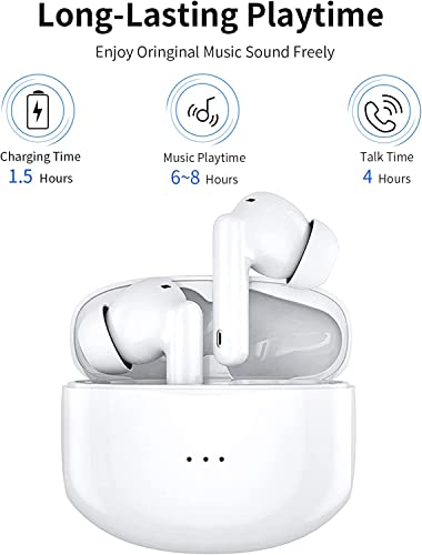 HISOOS Wireless Earbuds Bluetooth Active Noise Cancelling Headphone Wireless Ear Buds in-Ear Headphones with Charging Case IPX7 Waterproof Earphones for iPhone Android,Music Game Call (White)