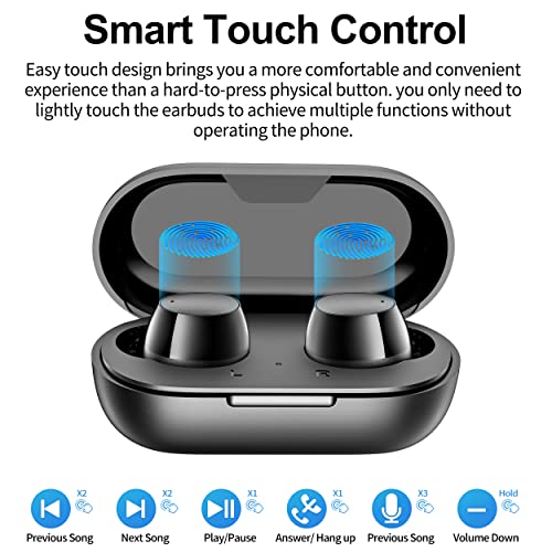 kurdene Bluetooth 5.2 Wireless Earbuds, S8 Mini [Small Ear] [Deep Bass Sound] 30H Playtime Call Clear Waterproof Earphones with Microphone in-Ear Headphones Comfortable for iPhone Android Sports
