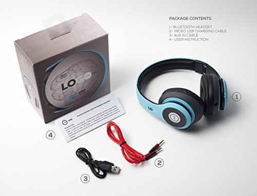 iJoy Bluetooth Headphones Over Ear, Wireless and Wired Foldable Headset Built-in Microphone, FM, Micro SD Card Slot - (Blue) Adults Kids Boys
