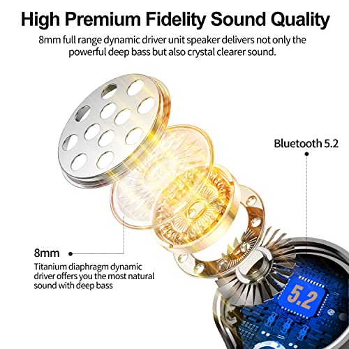 kurdene Bluetooth 5.2 Wireless Earbuds, S8 Mini [Small Ear] [Deep Bass Sound] 30H Playtime Call Clear Waterproof Earphones with Microphone in-Ear Headphones Comfortable for iPhone Android Sports