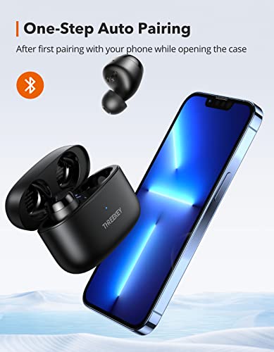 THREEKEY Wireless Bluetooth Earbuds, Wireless Headphones with Led Display, Compatible with Apple & Android, IPX7 Waterproof Stereo Earphones in-Ear Built-in Mic Headset Premium Deep Bass for Sports