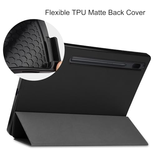 Case for Samsung Galaxy Tab S7 FE 12.4-Inch 2021 Release Model (SM-T730/733/736/738) Smart Slim Tri-Fold Tablet TPU Leather Cover With Auto Wake/Sleep for Samsung Galaxy Tab S7 FE Cover (Black)