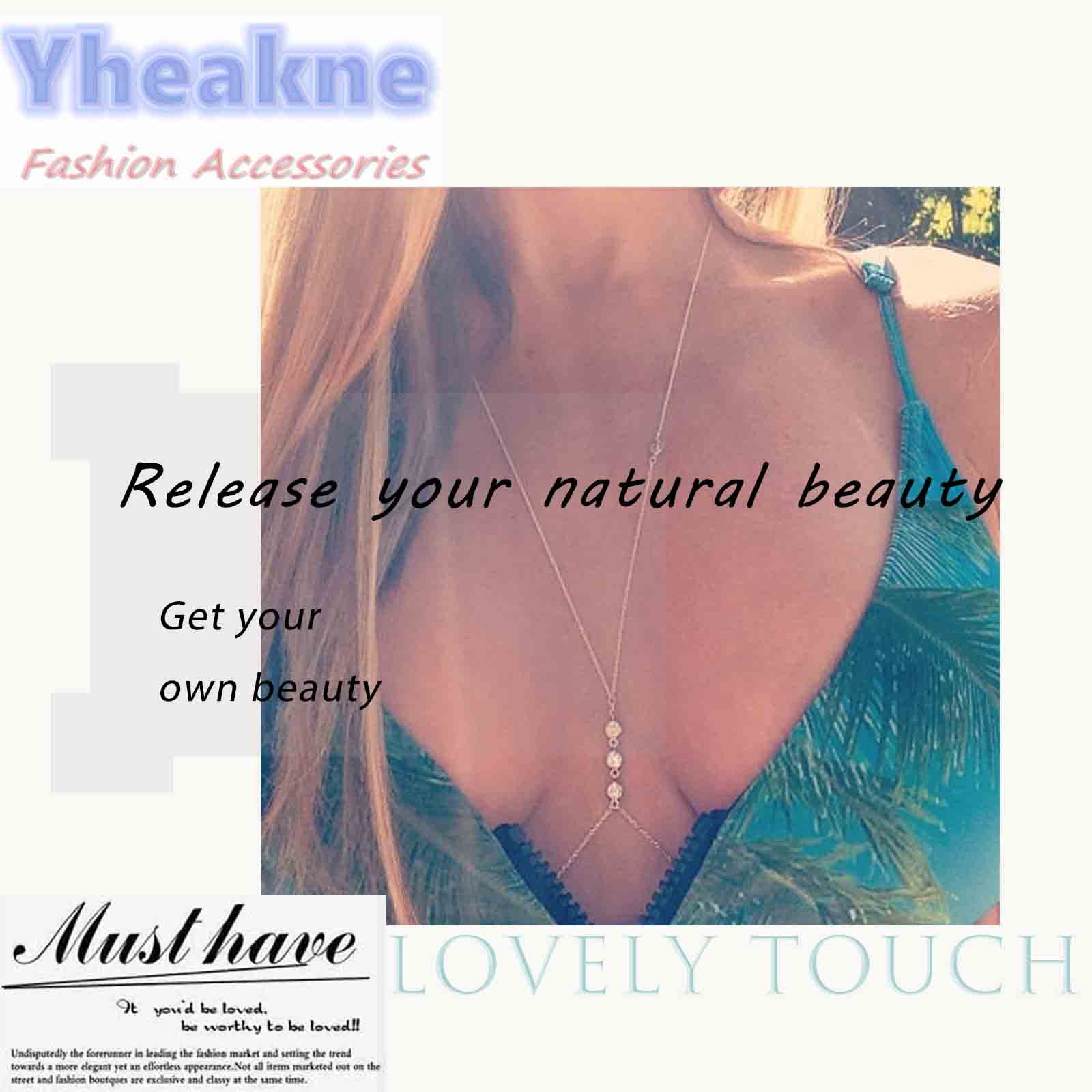 Yheakne Boho Crystal Back Chain Necklace Gold Cz Backdrop Necklace Rhinestone Bridal Back Drop Chain Body Chain Summer Beach Body Jewelry for Women