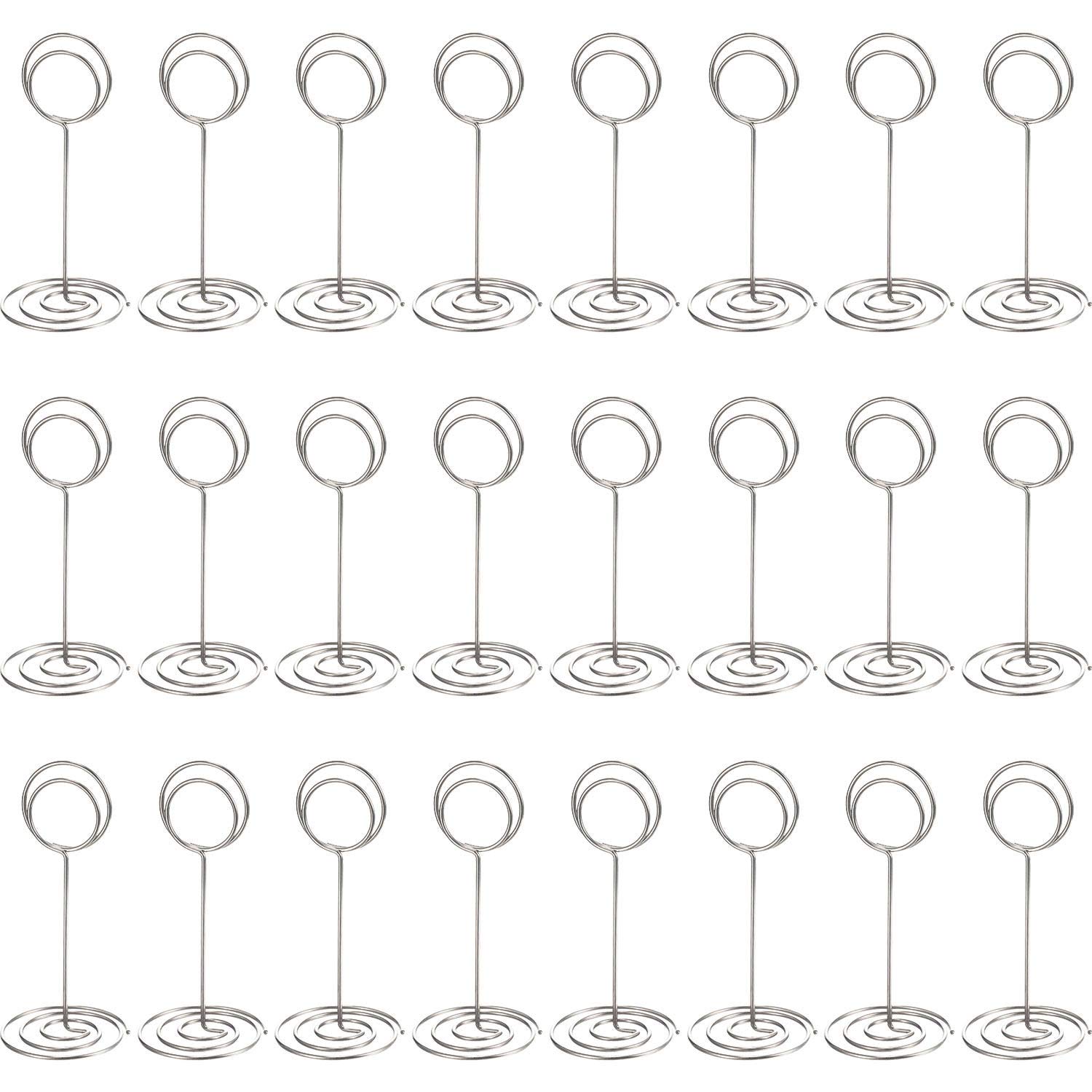 24 Pack Table Number Holder Wedding Table Name Card Holder Clips Picture Memo Note Photo Stand (Silver)