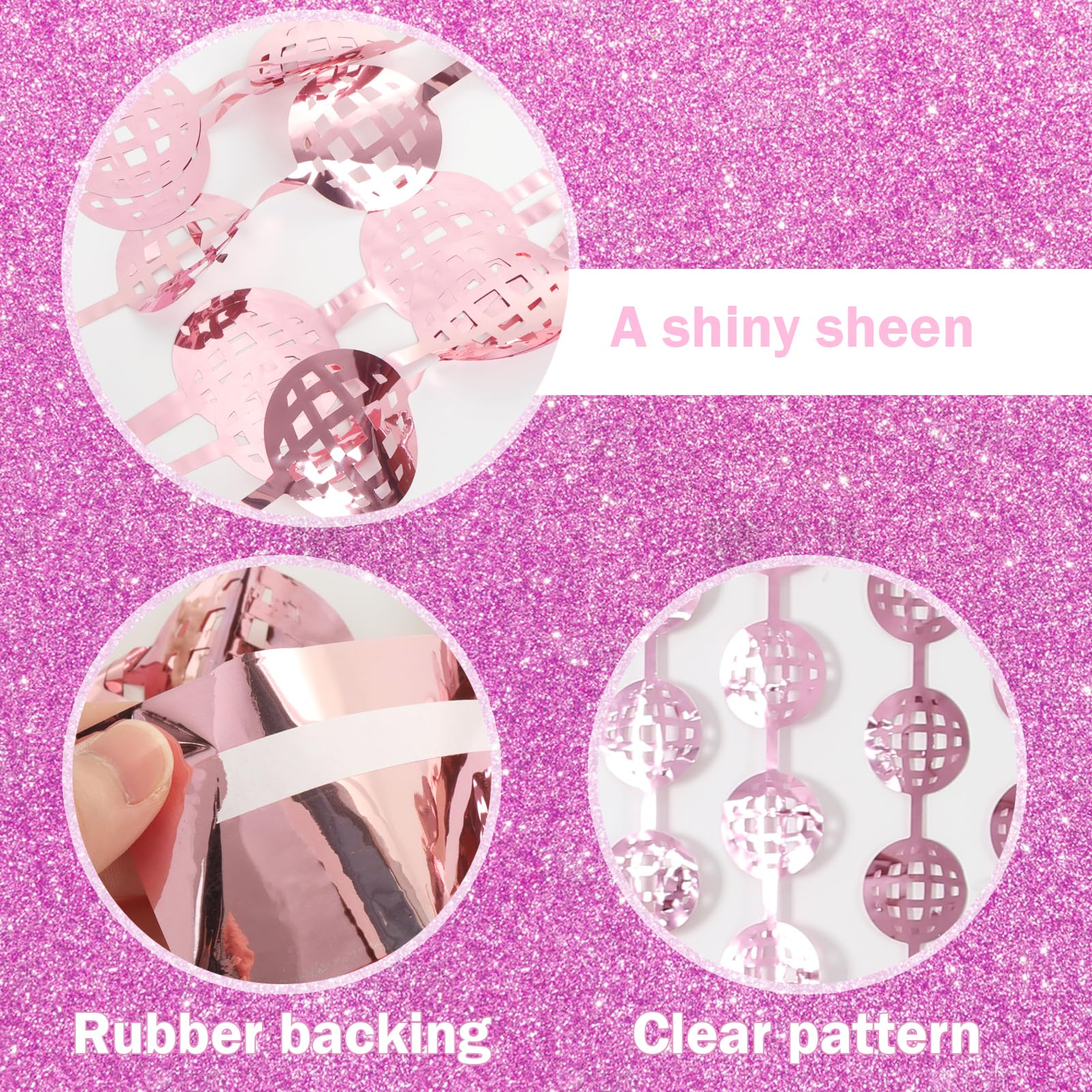 2 Packs Bachelorette Party Decorations 70s 80s Retro Disco Party Party Decorations Disco Ball Foil Curtain Bachelorette Party Supplies Backdrop Curtains Foil Fringe Curtains (Rose Gold)