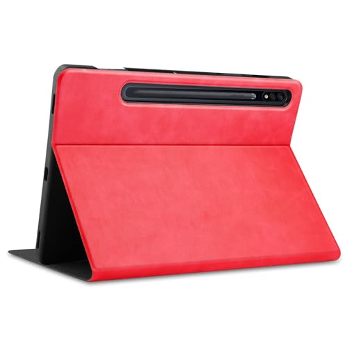 Case for Samsung Galaxy Tab S7 FE 12.4-Inch 2021 Release Model (SM-T730/733/736/738) Smart Slim Tri-Fold Tablet TPU Leather Cover With Auto Wake/Sleep for Samsung Galaxy Tab S7 FE Cover (Red)