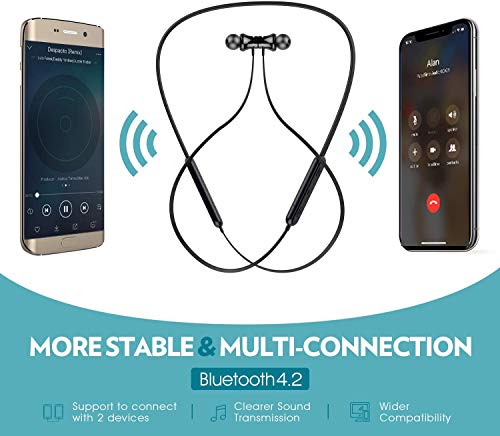KLOKOL Bluetooth Headphones Neckband 20Hrs Playtime V5.0 Wireless Headset Sport Noise Cancelling Earbuds w/Mic for Gym Running Compatible with iPhone Samsung Android