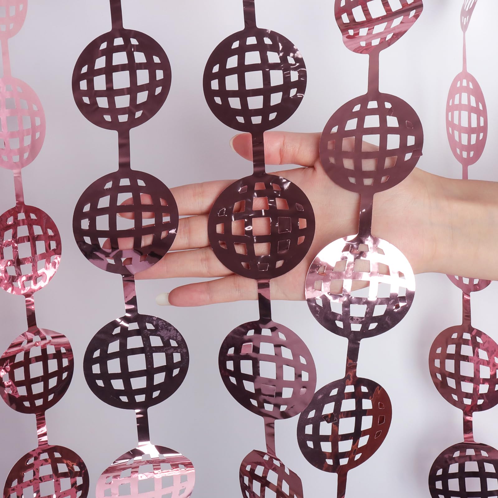 2 Packs Bachelorette Party Decorations 70s 80s Retro Disco Party Party Decorations Disco Ball Foil Curtain Bachelorette Party Supplies Backdrop Curtains Foil Fringe Curtains (Rose Gold)