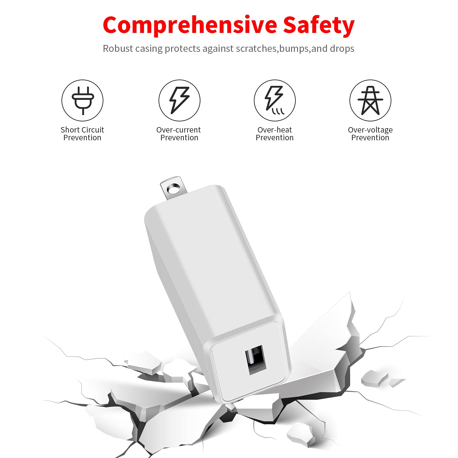 MEROM USB Wall Charger, 5V 2A Power Adapter Universal USB Plug Cell Phone Charging Block Cube Compatible with Samsung Galaxy S7/S6/S5 Edge, Google Nexus, LG, HTC, Huawei, Moto and More(1 Pack)