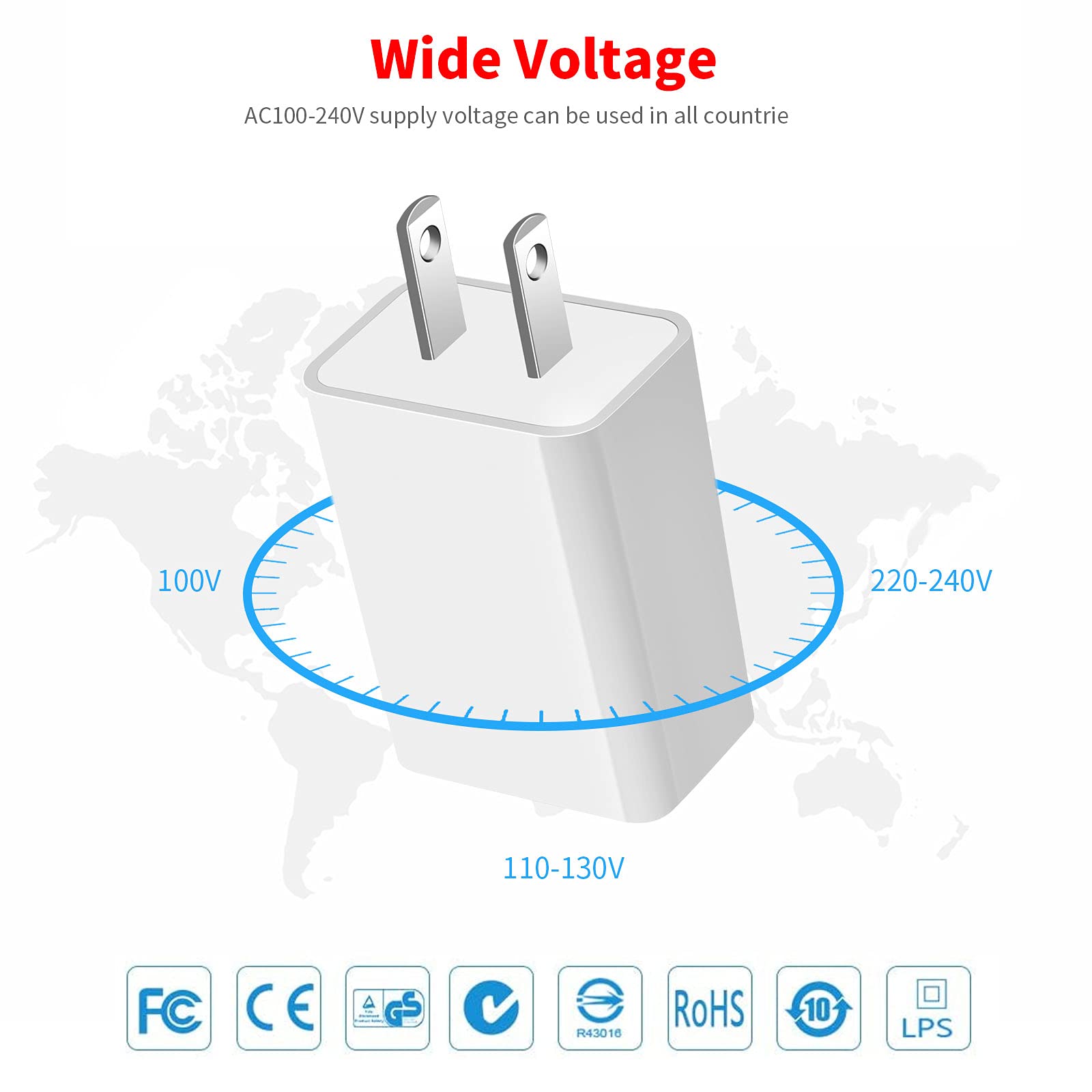 MEROM USB Wall Charger, 5V 2A Power Adapter Universal USB Plug Cell Phone Charging Block Cube Compatible with Samsung Galaxy S7/S6/S5 Edge, Google Nexus, LG, HTC, Huawei, Moto and More(1 Pack)