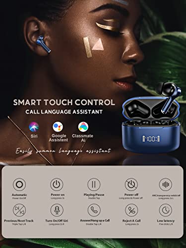 Wireless Earbuds, ANC+ENC Bluetooth 5.3 Headphones LED Power Display Earphones Wireless Charging Case 30Hrs Playback IPX6 Waterproof in-Ear Headsets with Mic for TV Smart Phone Computer Laptop Sports