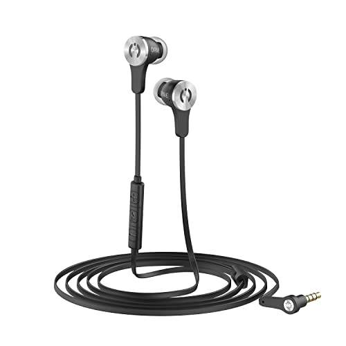 MuveAcoustics Drive Noise Cancelling Headphones Wired Earbuds with Microphone, Best for Computer Gaming Android Phones Corded Earphones with mic, Airplane Travel Case Ear Buds Plug in 3.5mm cord