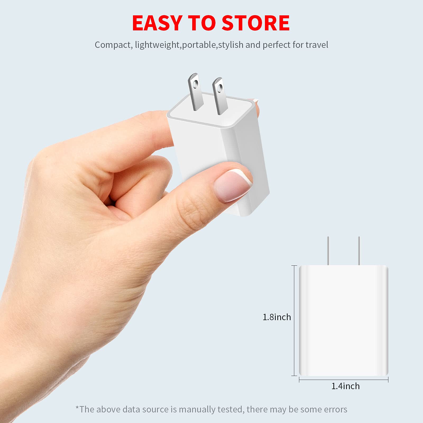 MEROM USB Wall Charger, 5V 2A Power Adapter Universal USB Plug Cell Phone Charging Block Cube Compatible with Samsung Galaxy S7/S6/S5 Edge, Google Nexus, LG, HTC, Huawei, Moto and More(1 Pack)