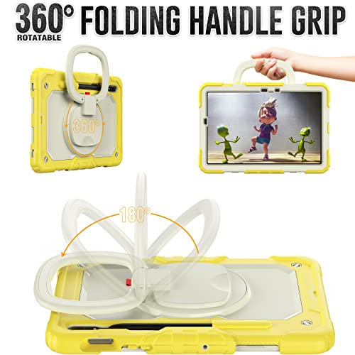 Tablet PC Case Kids Colour Heavy Duty Shockproof TPU Case Compatible with Samsung Galaxy Tab S7 11 inch T870/T875 (2020)/Tab S8 X700/X706(2022)Case,360 Degree Rotating Handle Stand Bracket W Screen Pr