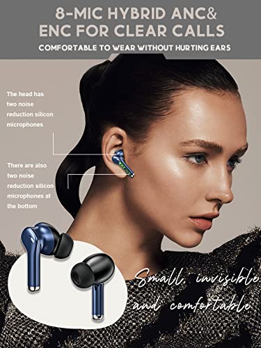 Wireless Earbuds, ANC+ENC Bluetooth 5.3 Headphones LED Power Display Earphones Wireless Charging Case 30Hrs Playback IPX6 Waterproof in-Ear Headsets with Mic for TV Smart Phone Computer Laptop Sports