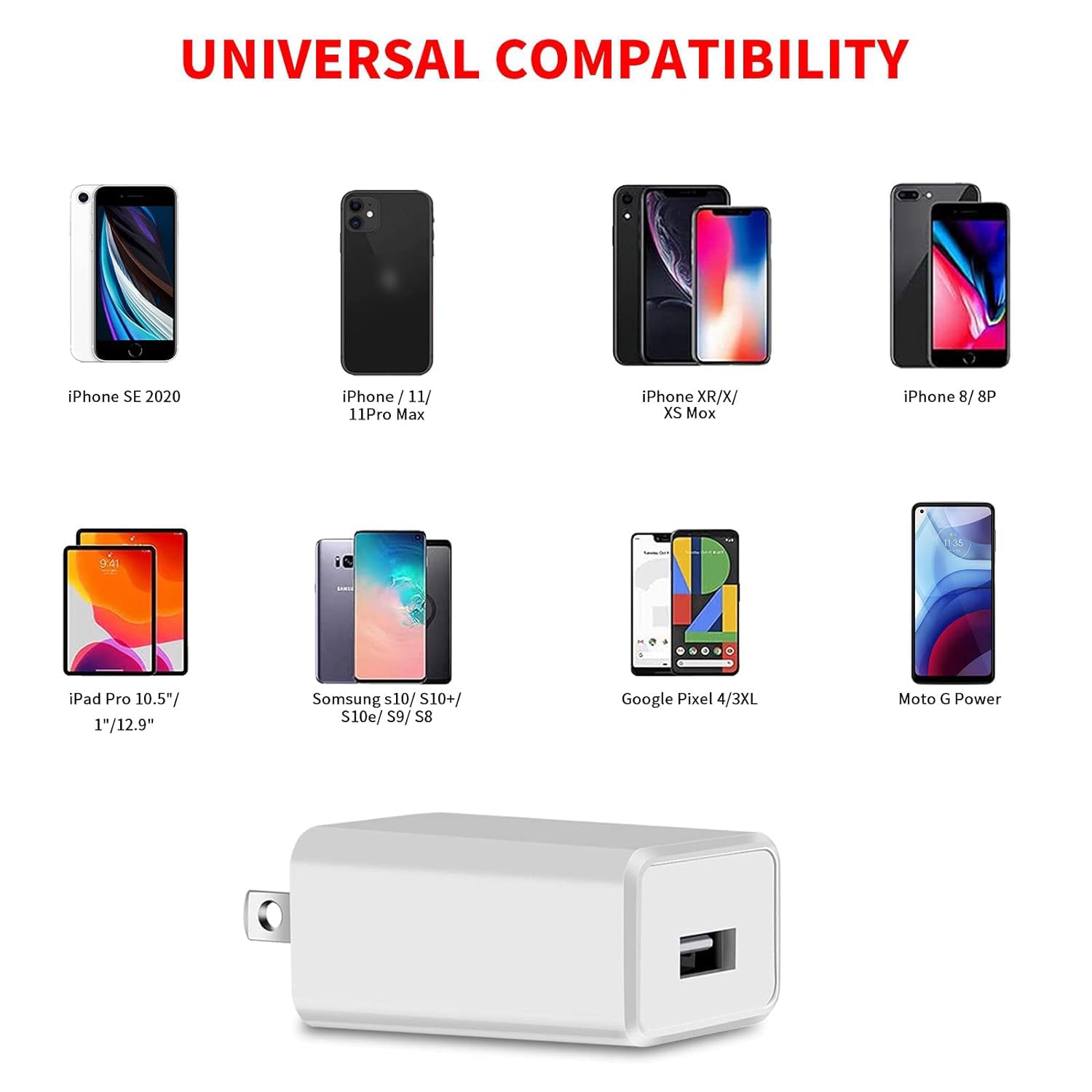 MEROM USB Wall Charger, 5V 2A Power Adapter Universal USB Plug Cell Phone Charging Block Cube Compatible with Samsung Galaxy S7/S6/S5 Edge, Google Nexus, LG, HTC, Huawei, Moto and More(1 Pack)