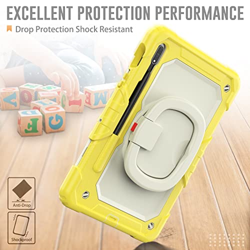 Tablet PC Case Kids Colour Heavy Duty Shockproof TPU Case Compatible with Samsung Galaxy Tab S7 11 inch T870/T875 (2020)/Tab S8 X700/X706(2022)Case,360 Degree Rotating Handle Stand Bracket W Screen Pr