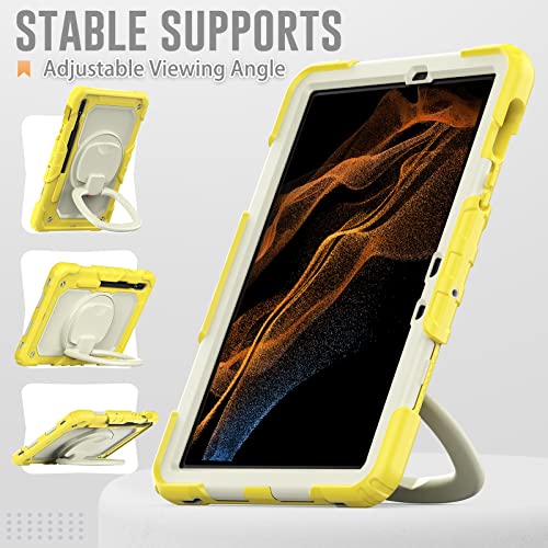 Tablet PC Case Kids Colour Heavy Duty Shockproof TPU Case Compatible with Samsung Galaxy Tab S7 11 inch T870/T875 (2020)/Tab S8 X700/X706(2022)Case,360 Degree Rotating Handle Stand Bracket W Screen Pr