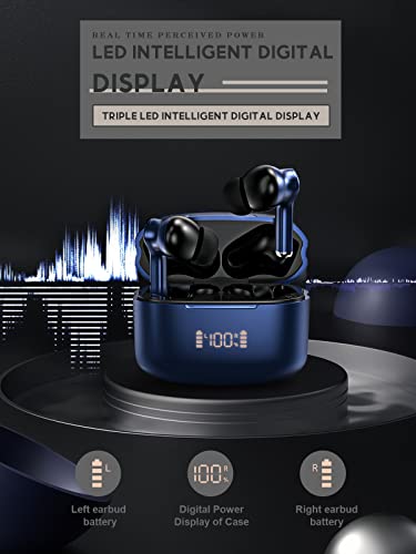 Wireless Earbuds, ANC+ENC Bluetooth 5.3 Headphones LED Power Display Earphones Wireless Charging Case 30Hrs Playback IPX6 Waterproof in-Ear Headsets with Mic for TV Smart Phone Computer Laptop Sports