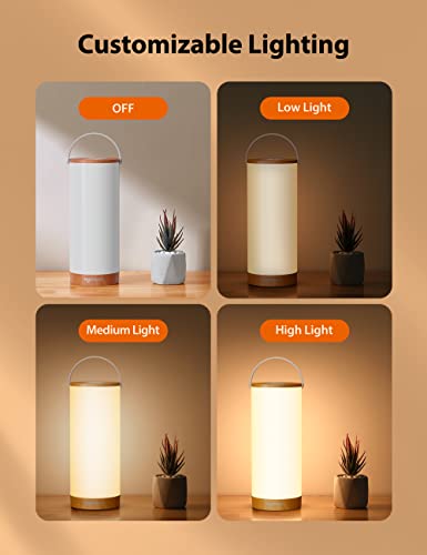 sympa Cordless Table Lamp - 10 Inch Rechargeable LED Desk Lamp, Dimming Bedside Table Lamp for Bedroom and Office, Portable Touch Table Lamp for Outdoor & Camping, 360° Eye-Care Lighting