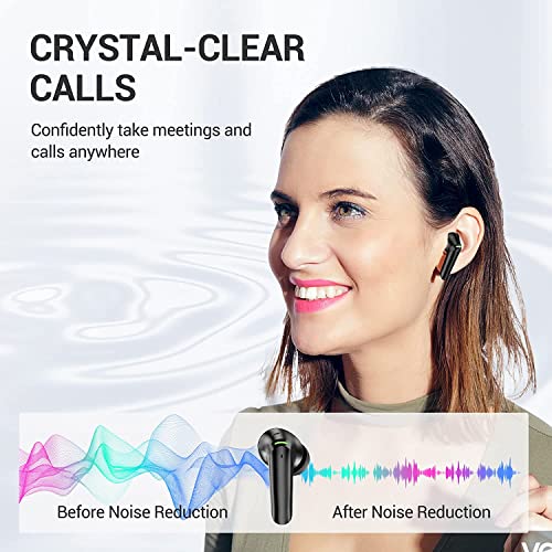 Mood Pie Wireless Earbuds,Bluetooth 5.3 Earbuds with 80H Playtime IPX7 Waterproof Stereo Sound True Wireless Charing Earbuds with 4 Bulit in Microphone Noise Canceling Ear Buds for Sport and Working