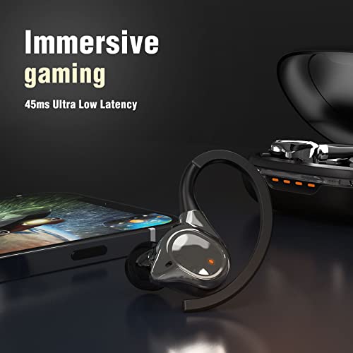 EDKKIE Wireless Earbuds with Earhooks for Small Ears, Mini Wireless Headphones with Microphone, IPX7 Waterproof, 24H Playtime, Stereo Earphones for Sport and Working Out