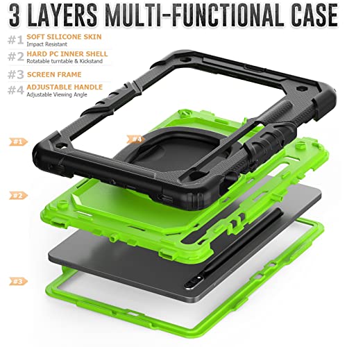 Tablet PC Case Heavy Duty Shockproof TPU Case Compatible with Samsung Galaxy Tab S7 11 inch T870/T875 (2020)/Tab S8 X700/X706 (2022) Kids Case,360 Degree Rotating Handle Stand Bracket W Screen Protect