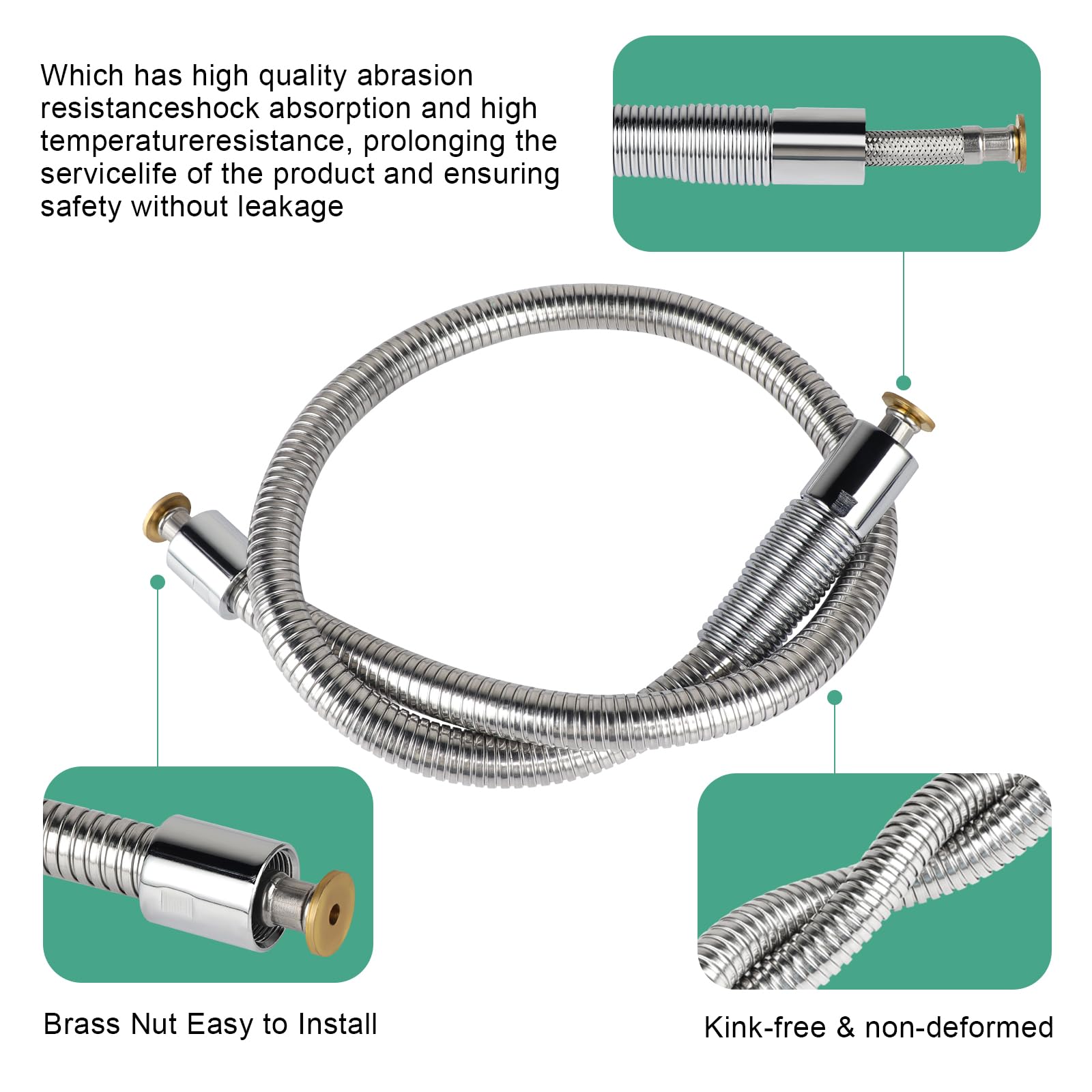KANONEY Pre Rinse Hose with Spray Valve 38" Stainless Steel Flexible Hose Commercial Sink Sprayer Nozzle Head Replacement Kit for Industrial Restaurant Commercial Kitchen Faucet