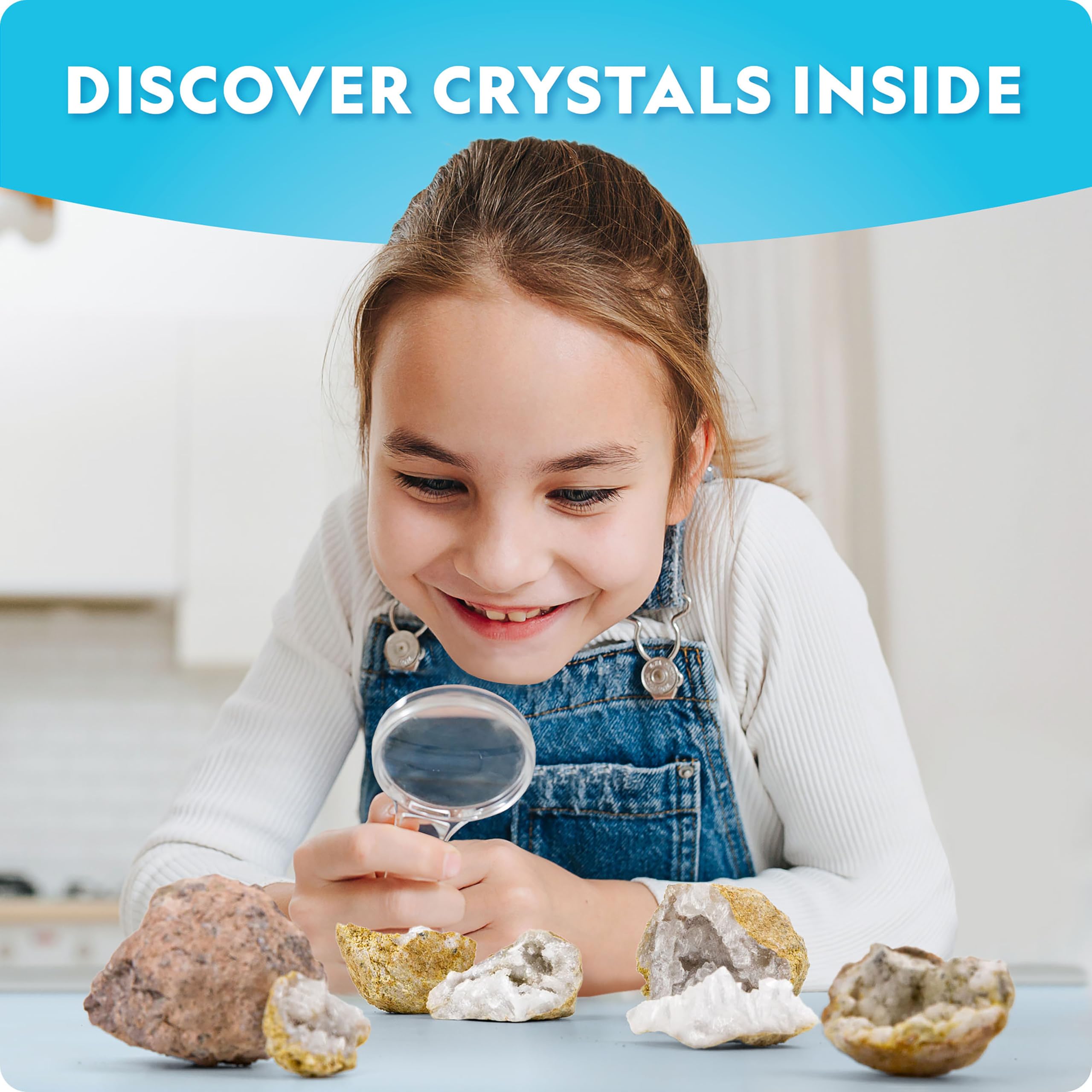 NATIONAL GEOGRAPHIC Break Open 10 Premium Geodes β Includes Goggles, Detailed Learning Guide & 2 Display Stands - Great STEM Science Gift for Mineralogy & Geology Enthusiasts of Any Age