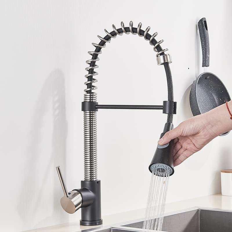Kitchen Sink Faucet for Bar Farmhouse Commercial, Touch Sensor Kitchen Faucet, Black Brushed Pull Out Kitchen Mixer Faucets, Swivel Smart Sensor Stream Spray Mode Mixer Taps