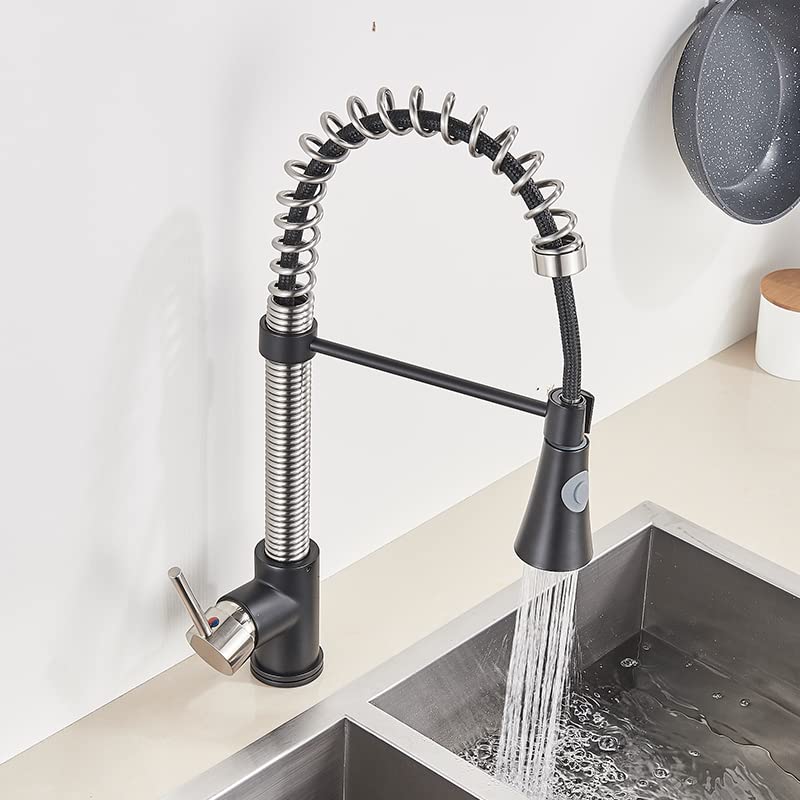 Kitchen Sink Faucet for Bar Farmhouse Commercial, Touch Sensor Kitchen Faucet, Black Brushed Pull Out Kitchen Mixer Faucets, Swivel Smart Sensor Stream Spray Mode Mixer Taps