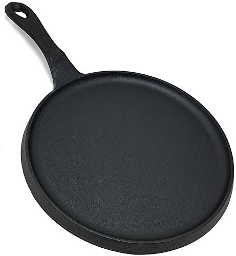 LavoHome Cast Iron Comal 10" - Heavy Duty & Pre-Seasoned - Tortillas Pancakes Omelets Crepes Chapati