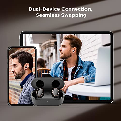 1MORE EVO Noise Cancelling Earbuds, Audiophile Headphones with Dual Drivers, Adaptive ANC, Bluetooth Headphones, HiFi Sound, LDAC, Hi-Res Audio, 6 Mics, 28H Playtime, Wireless Charging, Black