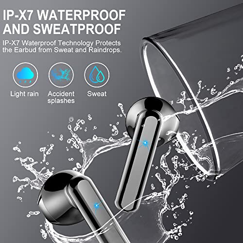 Wireless Earbud, 2023 Bluetooth 5.3 Headphones Bluetooth Earbud with 4 ENC Mics, Wireless Earphones in Ear Noise Cancelling Wireless Headphons Deep Bass IP7 Waterproof Ear Buds for iOS Android USB-C