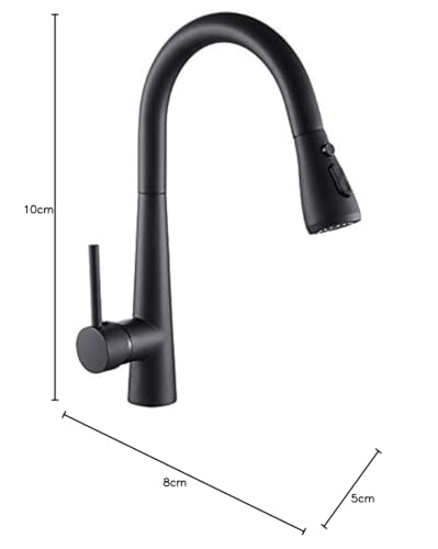 Kitchen Sink Faucet for Bar Farmhouse Commercial, Pull Out Kitchen Tap, Single Handle Kitchen Faucet Mixer, Single Hole 360 Rotate Copper Chrome/Black Swivel Sink Mixer Tap (Color : Black)
