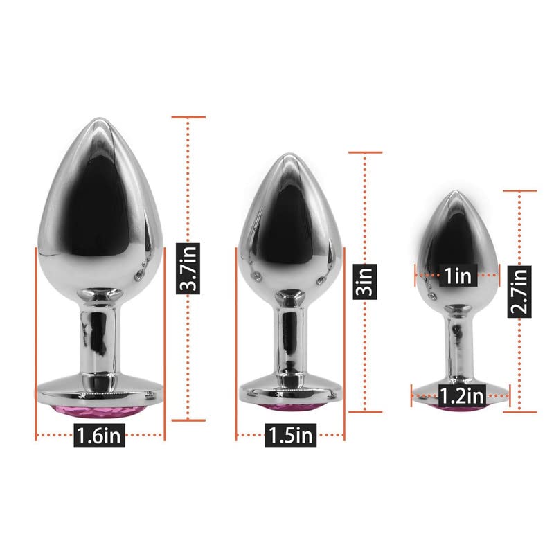 3 Sizes of Stainless Steel Universal Suction Cup Realistic Classic Dick Plug Double Headed (Pink) for Men and Women
